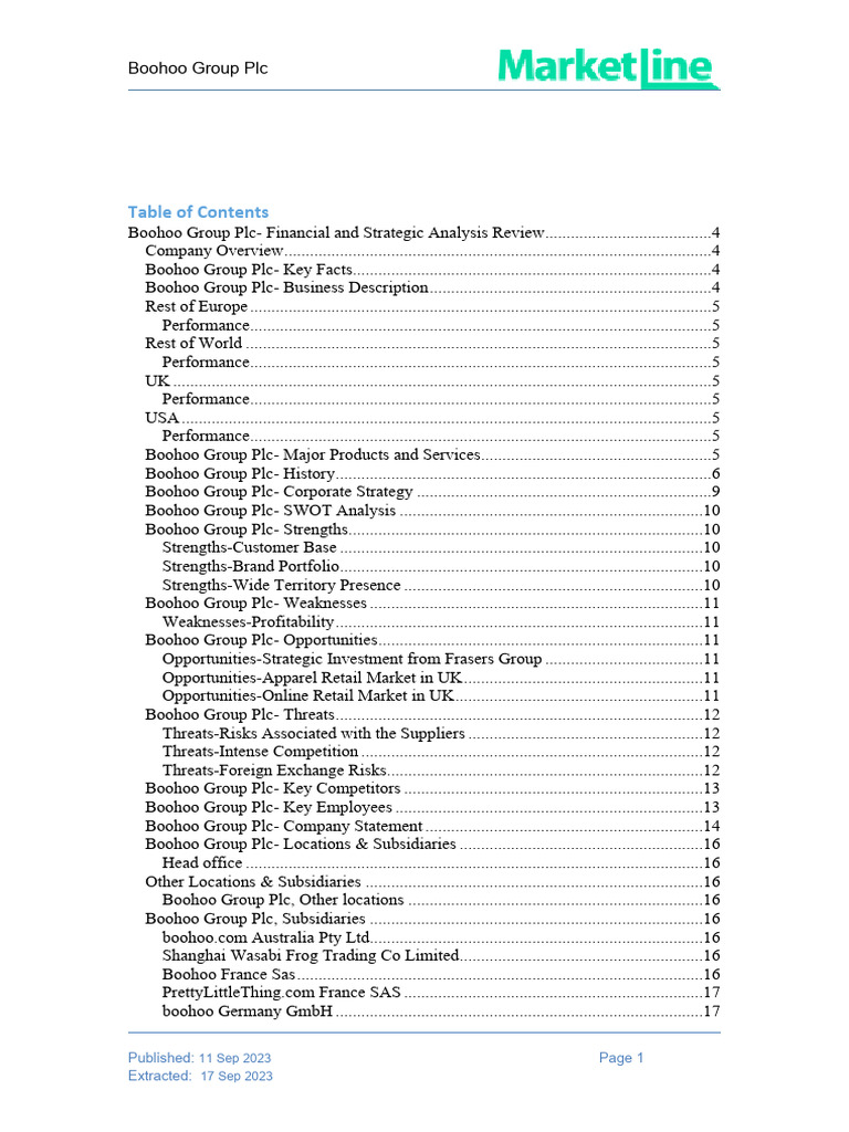 Boohoo Group PLC Company Profile As of 17-09-2023 | PDF | Expense | Retail