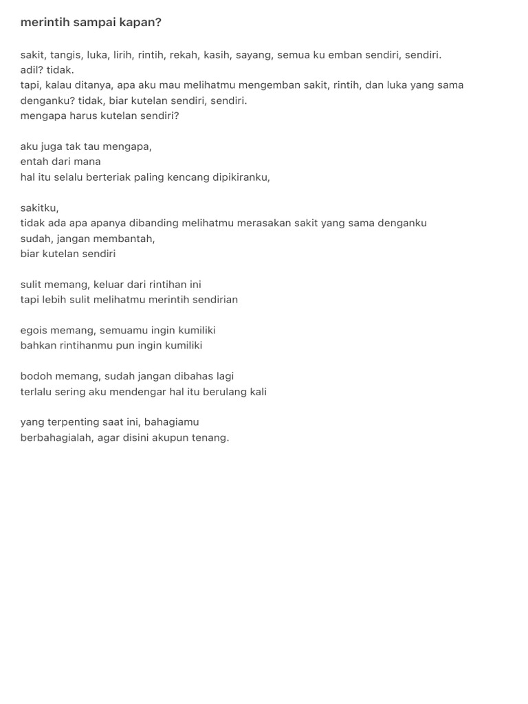 Merintih Sendiri demi Kebahagiaanmu | PDF