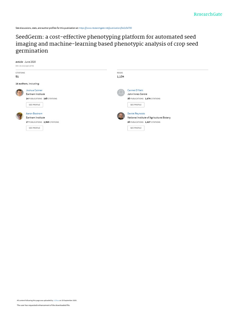 Seedgerm: A Cost Effective Phenotyping Platform For Automated Seed Imaging and Machine Learning ...