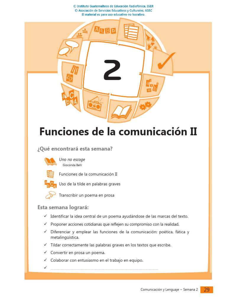 IGER-2.º-Básico-Com.-y-Lenguaje-Semana-2 Funciones de La Comunicacion II | PDF | Lingüística