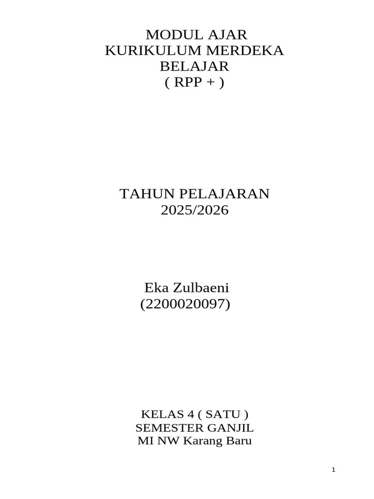 Modul Ajar Eka Bahasa Indonesia | PDF