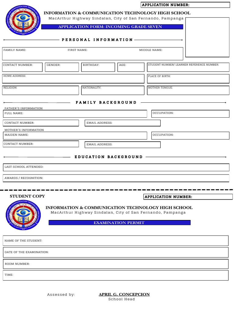 Student Application Information Form | PDF