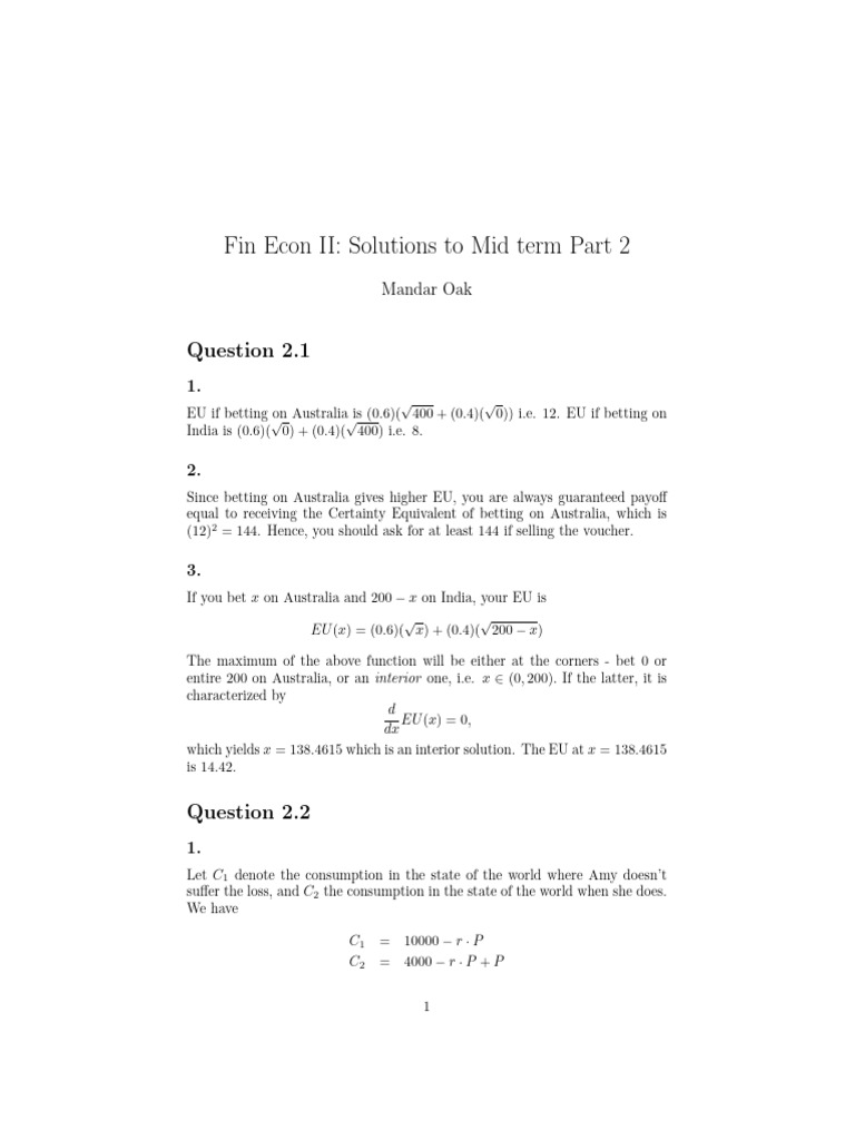 Midterm 2 Solutions | PDF