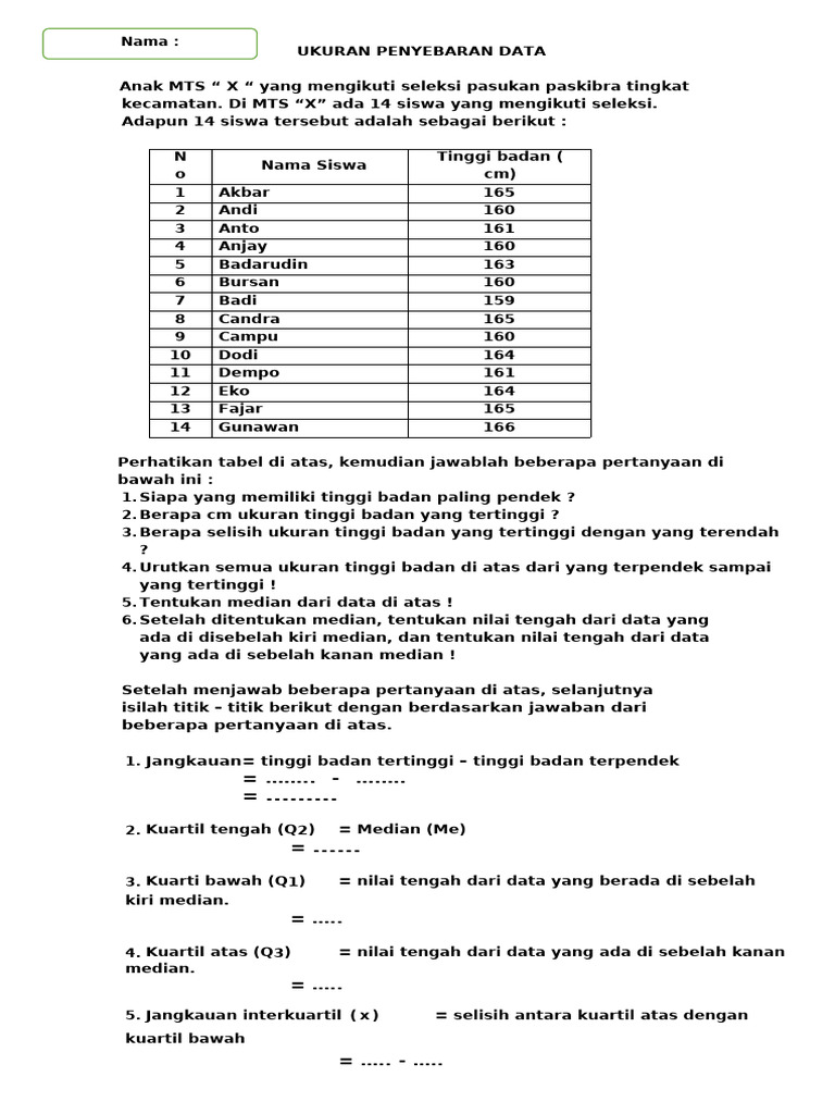 UKURAN PENYEBARAN DATA | PDF