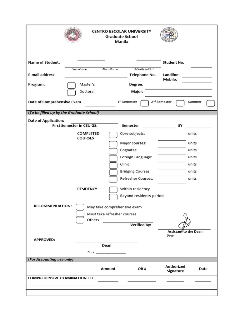 CEU Grad School Exam Application | PDF | Academia | Career And ...