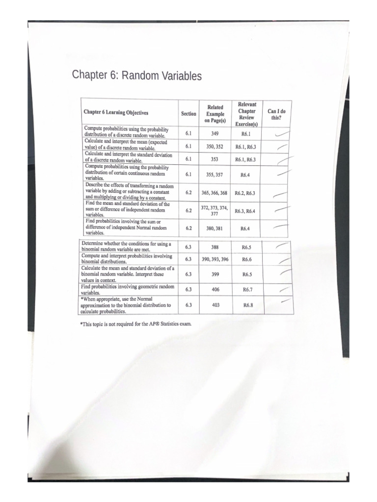 Chapter 6: Random Variables | PDF