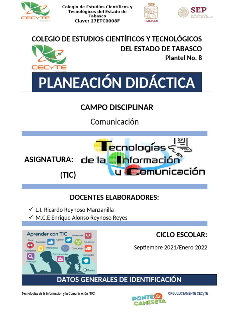 Planeación Didáctica - TIC - SEP2021 | PDF | Tecnología de información y comunicaciones ...