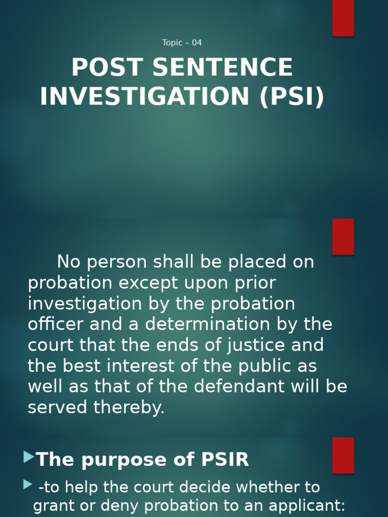 Post-Sentence Investigation Report Overview | PDF | Presentence ...