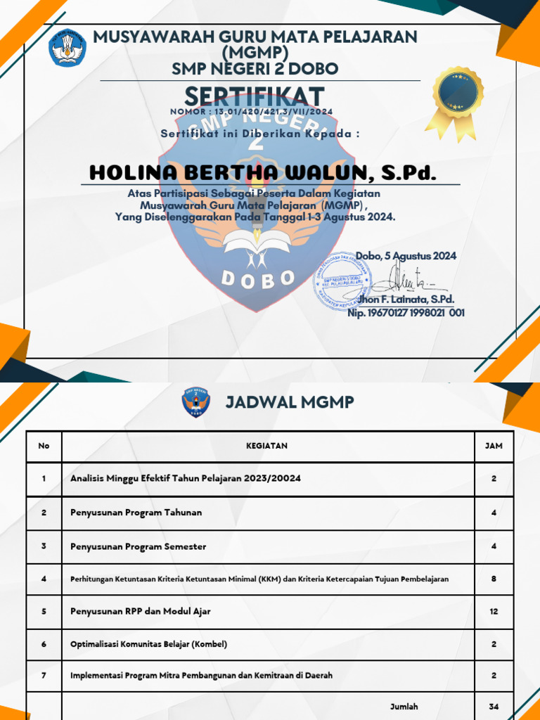 Sertifikat MGMP 1-3 Agustus 2024 | PDF