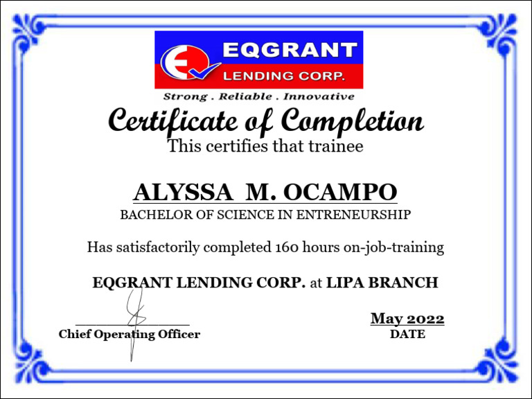 Alyssa Ocampo Cert | PDF