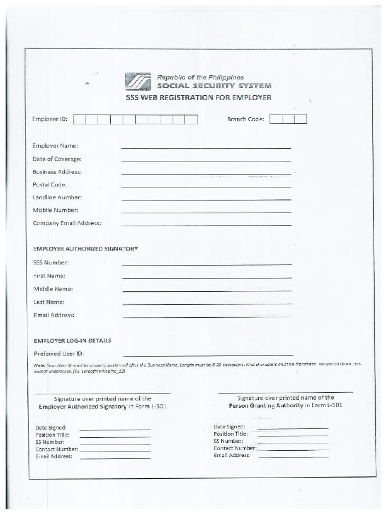 Sss Web Registration For Employer | PDF