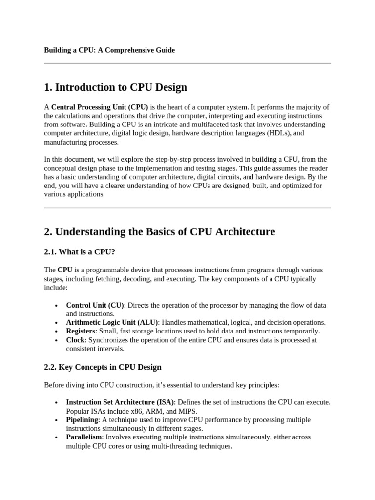 Building A CPU A Comprehensive Guide | PDF | Central Processing Unit | Hardware Description Language