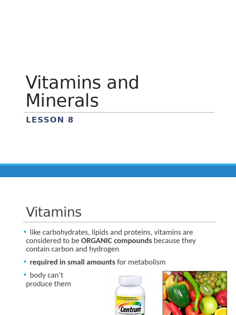 LESSON 8 - Vitamins and Minerals | PDF | Vitamin | Foods