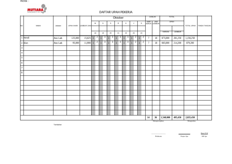Form Opname Harian | PDF