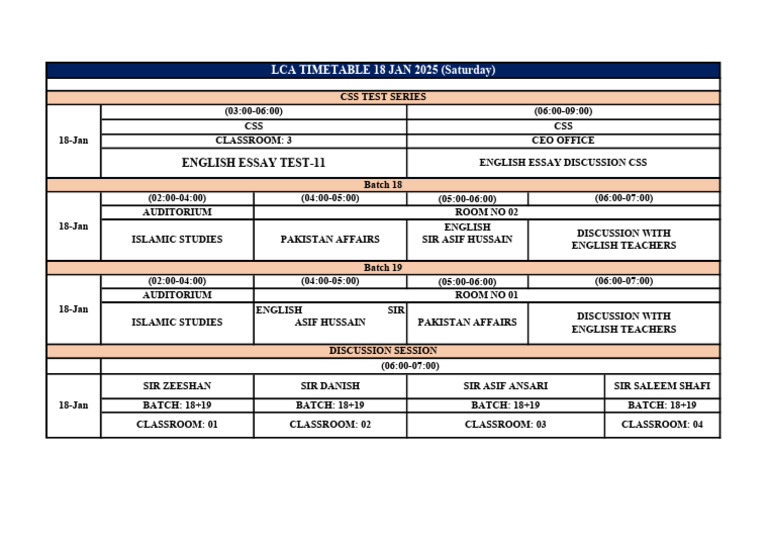 CSS Test Series Timetable 2025 | PDF