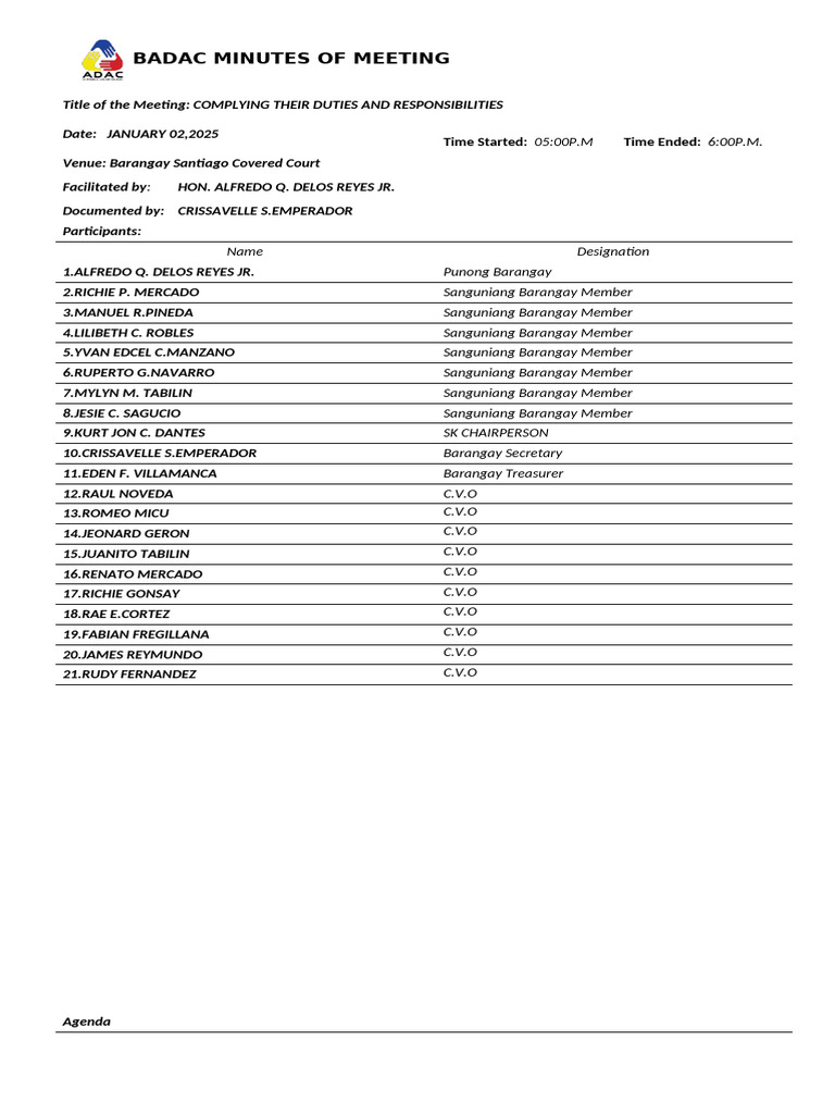BADAC Meeting Minutes - January 2025 | PDF