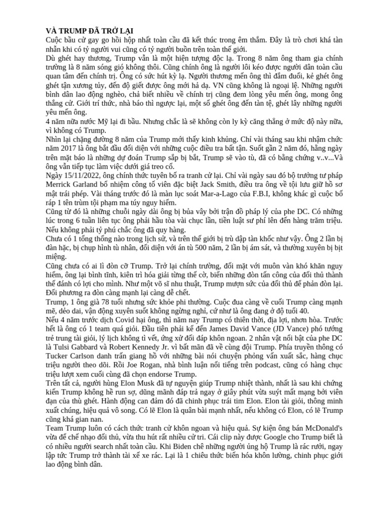 Và Trump Đã TR L I | PDF