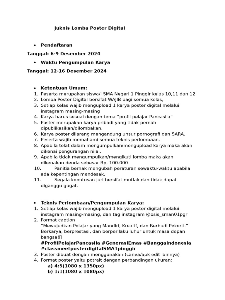 Juknis Lomba Poster Digital Classmeetsman1pgr | PDF