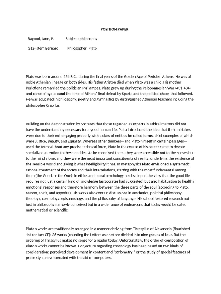 Overview of Plato's Philosophy | PDF | Plato | Socrates