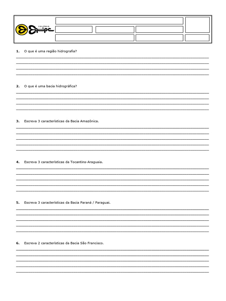 Trabalho Recuperação - 7º Ano E.F. - 4bim - Regina - Geo - 2022 | PDF ...