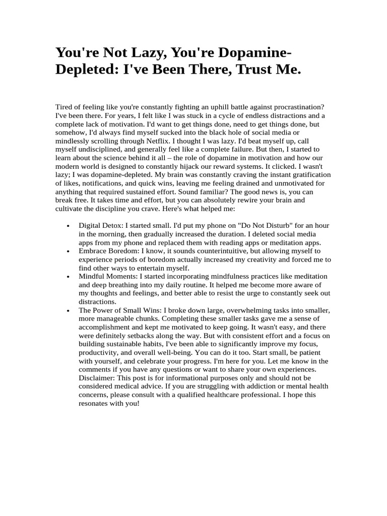 Mastering Your Dopamine Discipline | PDF | Disciplines | Sleep