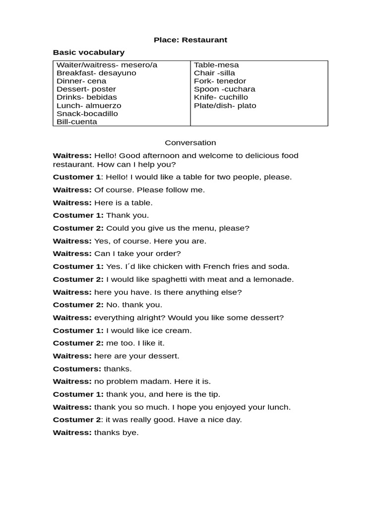 Essential Vocabulary for Dining, Travel, and Shopping | PDF | Waiting ...