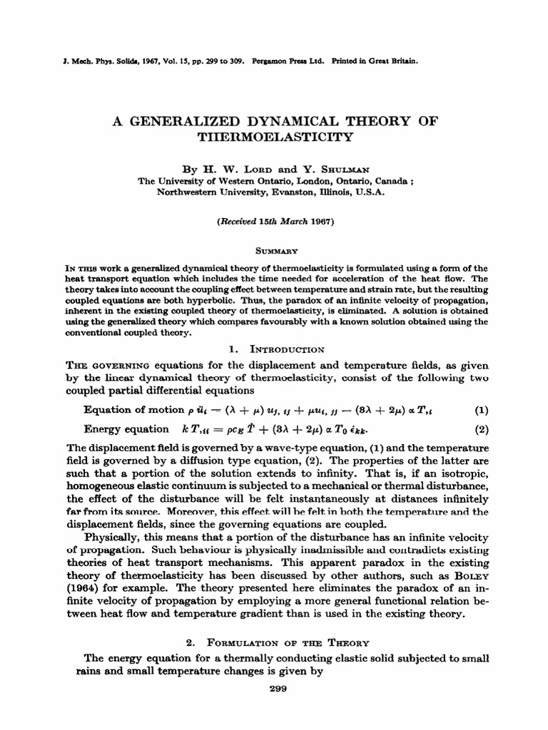 Generalized Thermoelasticity Theory | PDF | Temperature | Thermal ...