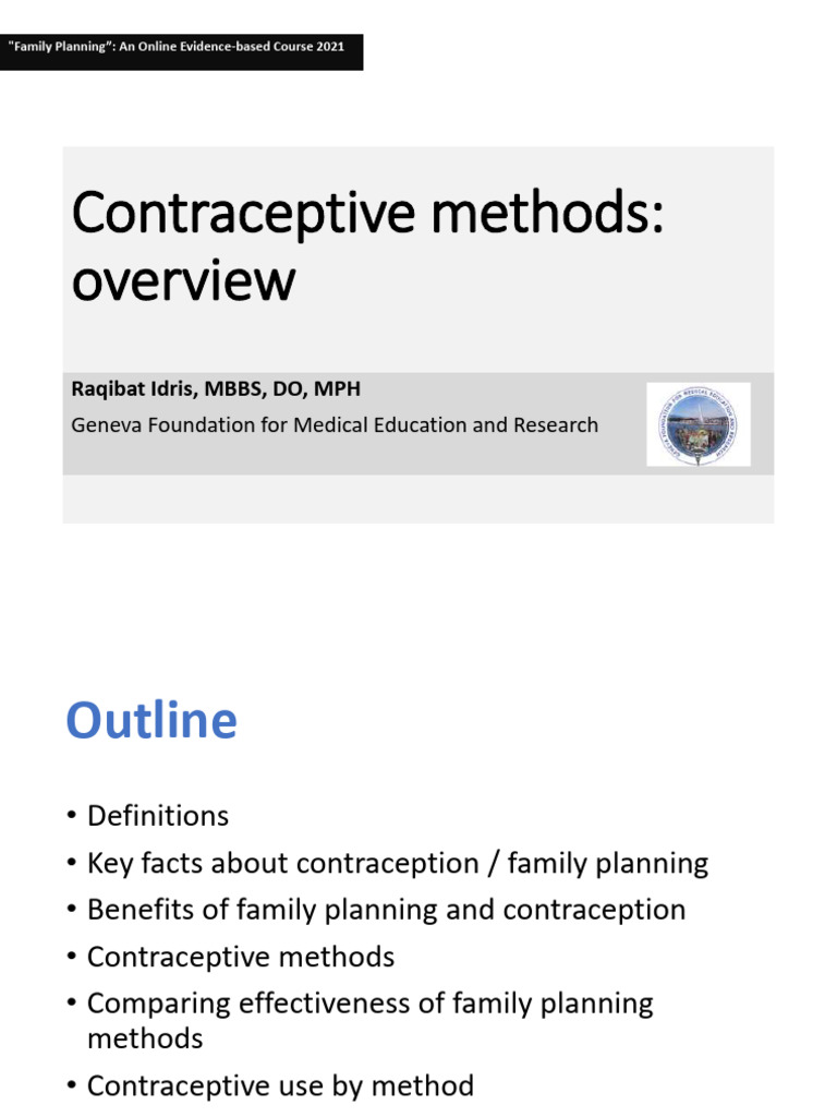 2 1 Contraceptive Methods Overview Idris 2021 | PDF | Birth Control ...