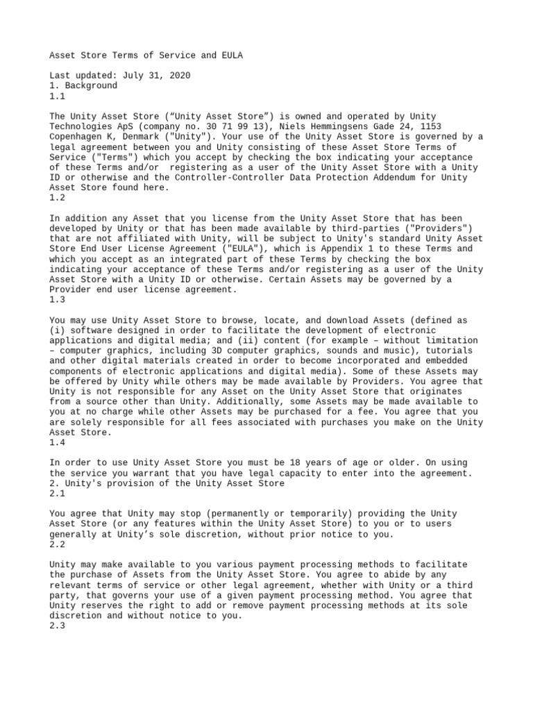 Unity Asset Store License | PDF | License | Legal Liability