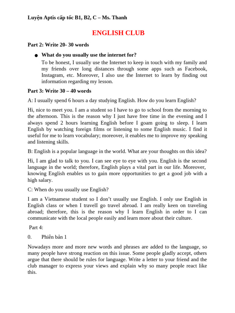 English Club | PDF | English Language | Human Communication