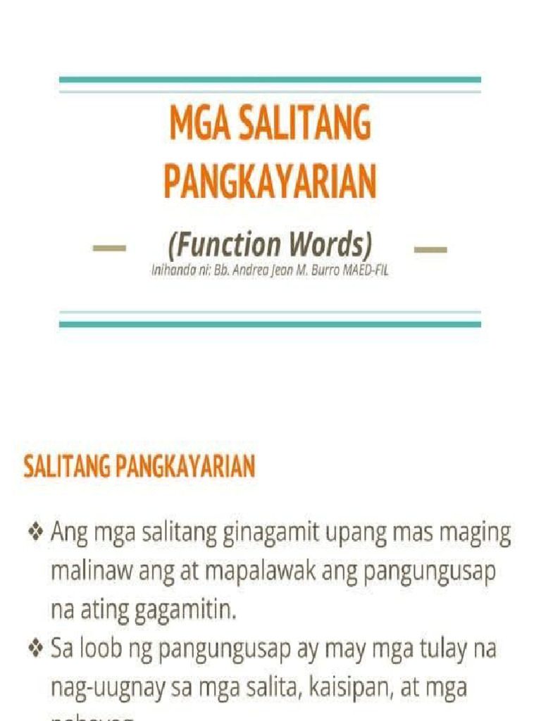 Mga Salitang Pangkayarian | PDF