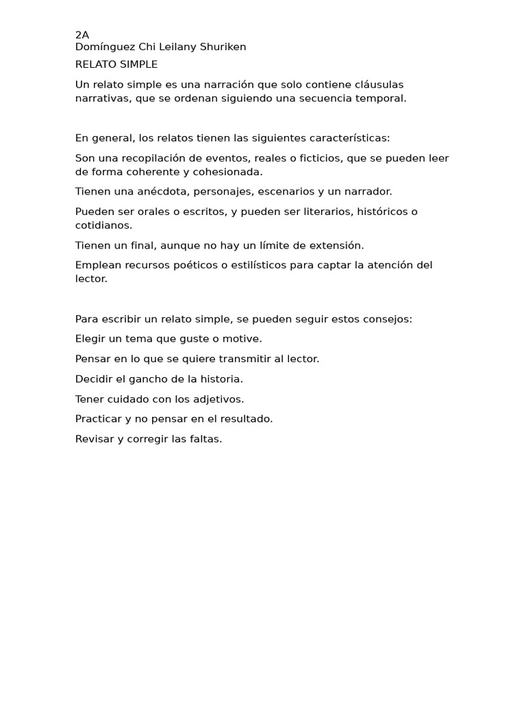 Relato Simple | PDF