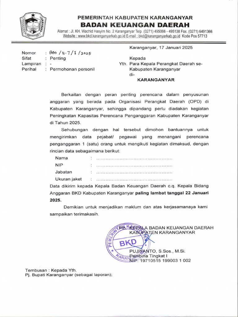 Surat Permohonan Personil | PDF