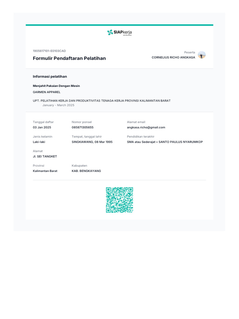 Training Registration Form Pdf