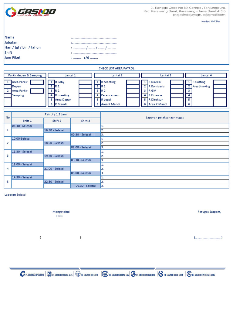 Form Satpam 1 | PDF