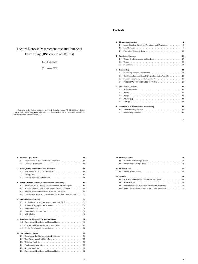 Uofc Forecasting Lecture Notes