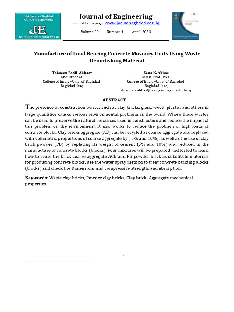 Concrete Blocks from Recycled Waste Materials | PDF | Concrete ...