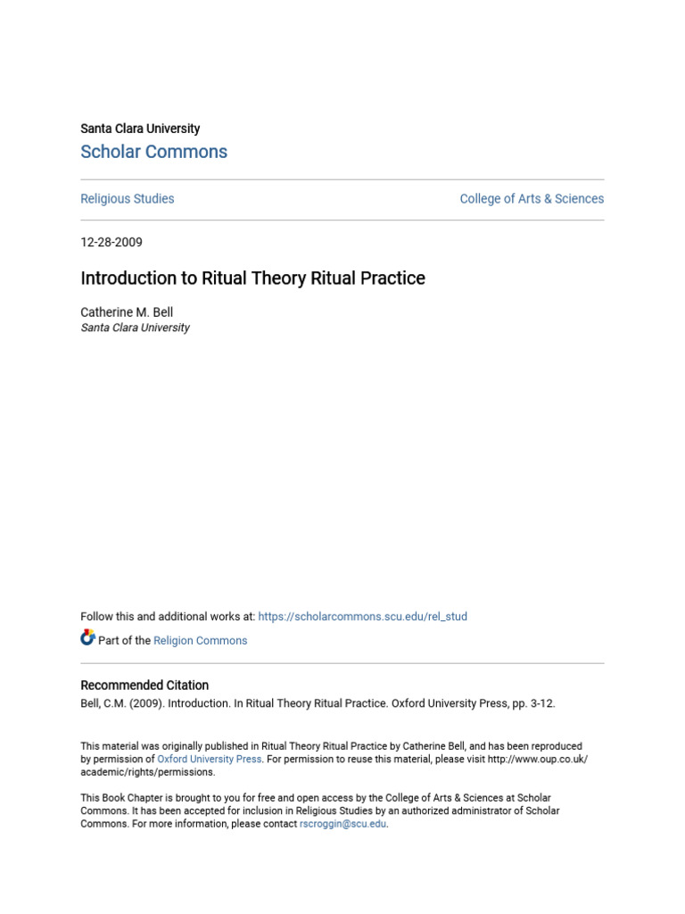 Bell, C. - Introduction To Ritual Theory Ritual Practice | PDF ...