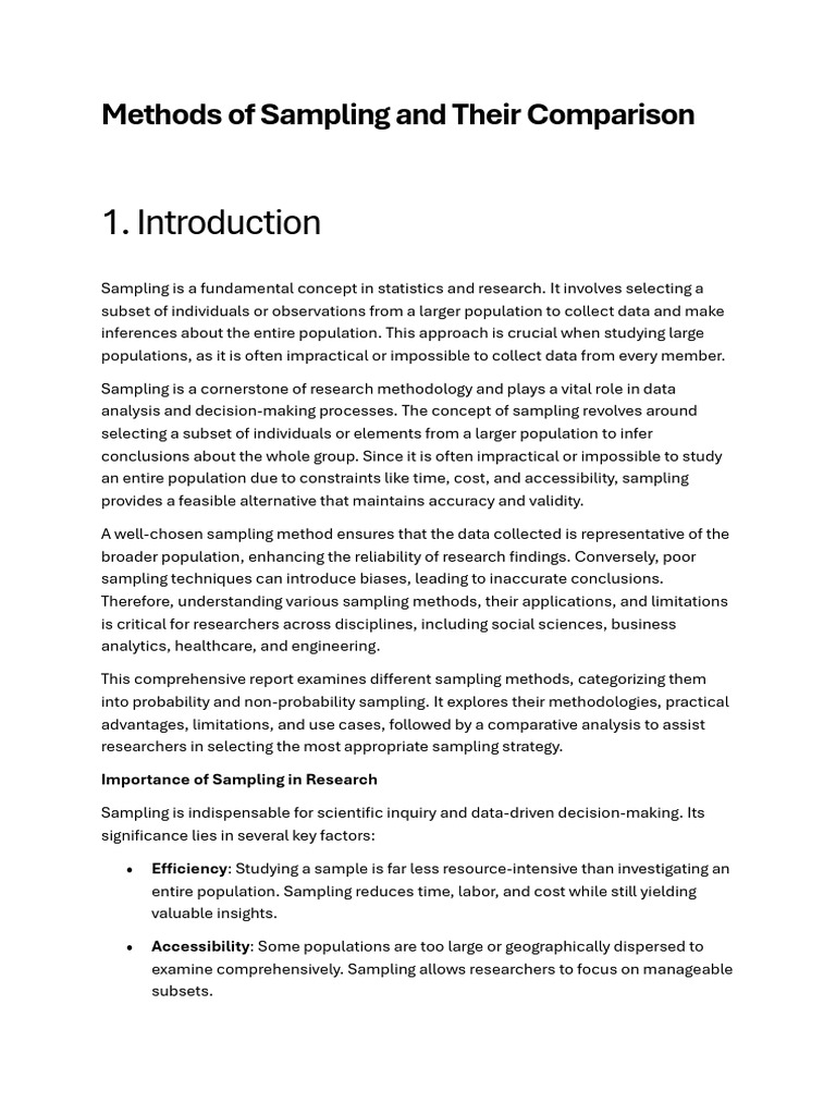 Methods of Sampling and Their Comparison | PDF | Sampling (Statistics ...