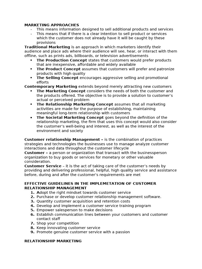 MARKETING | PDF | Marketing | Customer Relationship Management