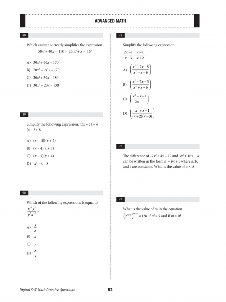 Advanced Math - Equivalent Expressions | PDF