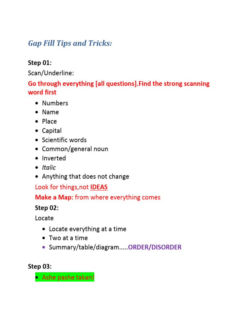 Gap Fill Tips and Tricks | PDF