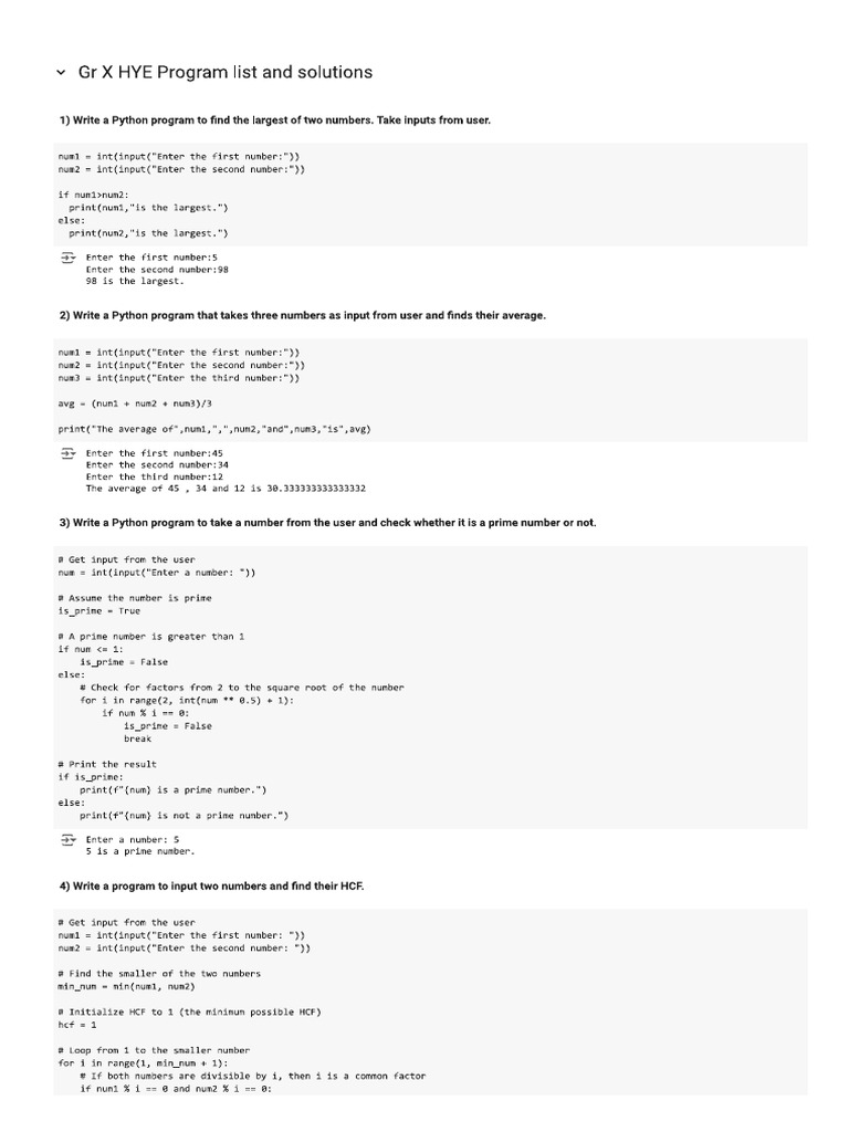 Python Key Answers For HYE Syllabus | PDF