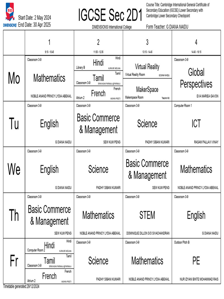 IGCSE Sec 2D1 Wef 2 Jan 2025 | PDF | Science