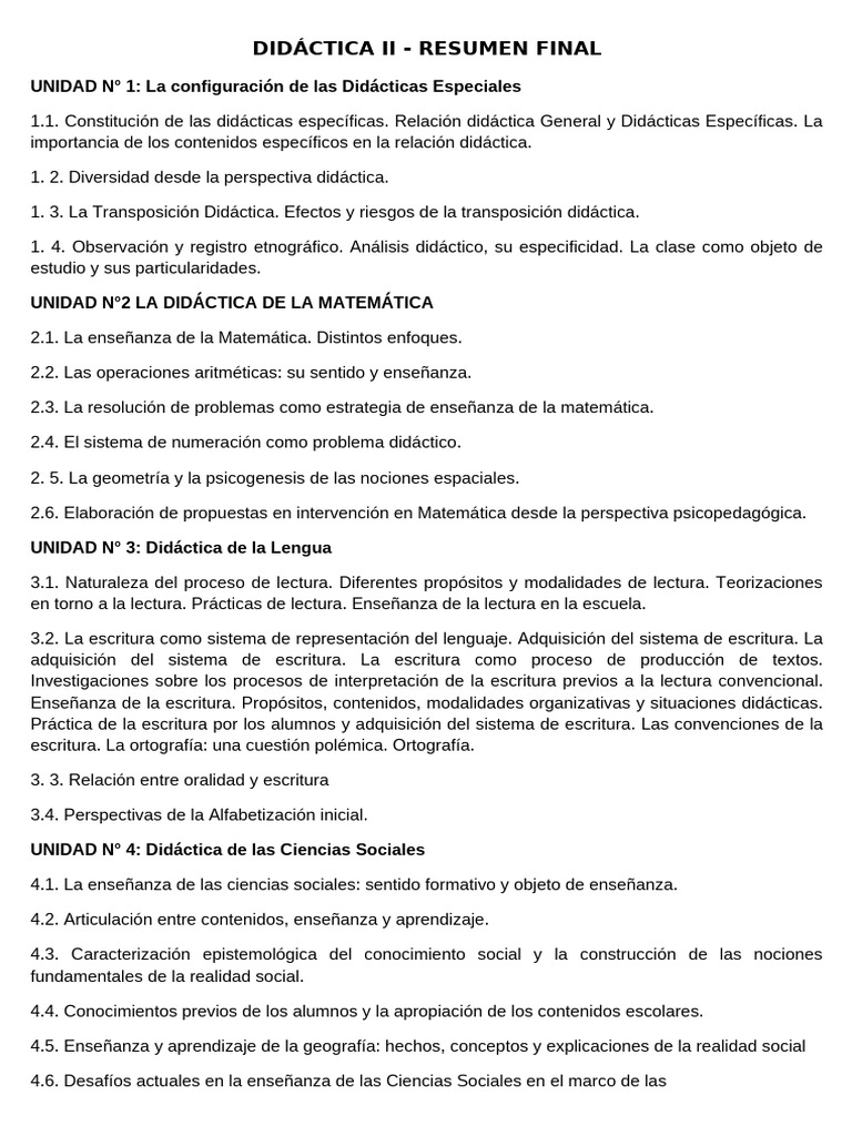 Didactica II - Resumen Final | PDF | Plan de estudios | Enseñando