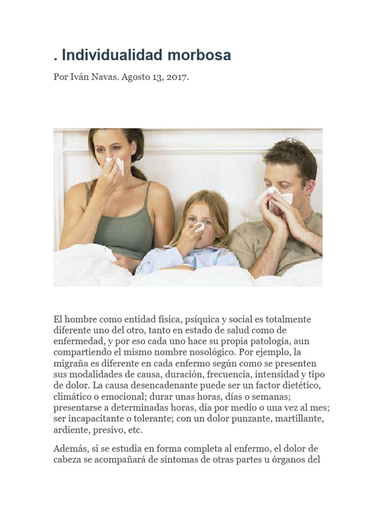 Individualidad Morbosa | PDF | Migraña | Homeopatía