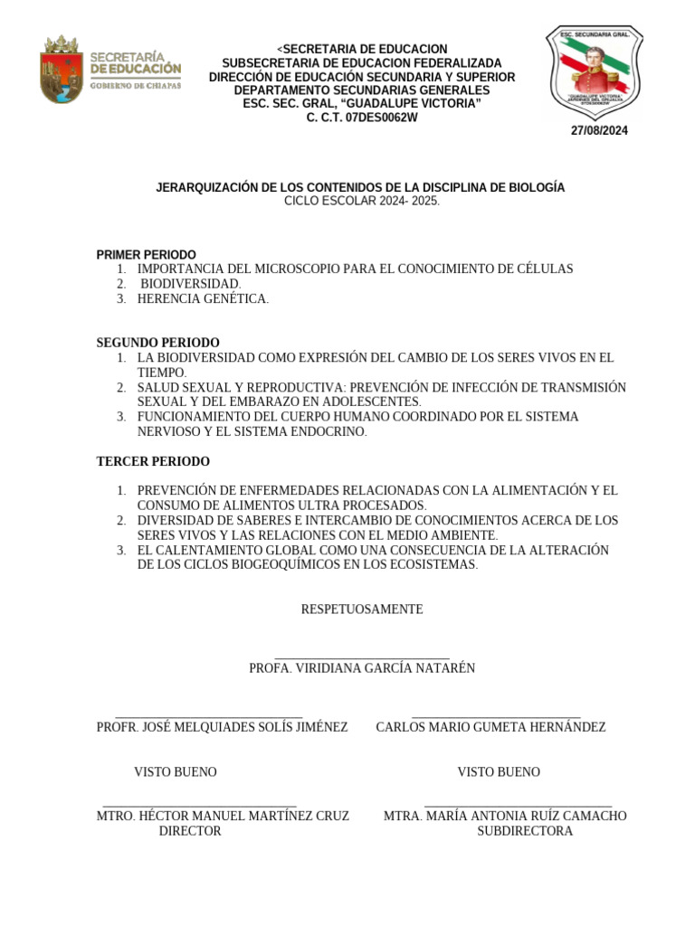 Jerarquización de Los Contenidos de La Disciplina de Biología - 081156 | PDF