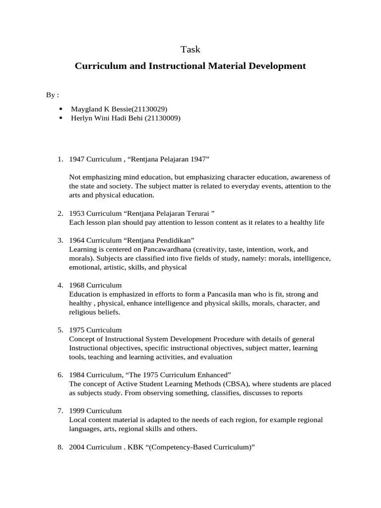 Curriculum and Instructional Material Development | PDF