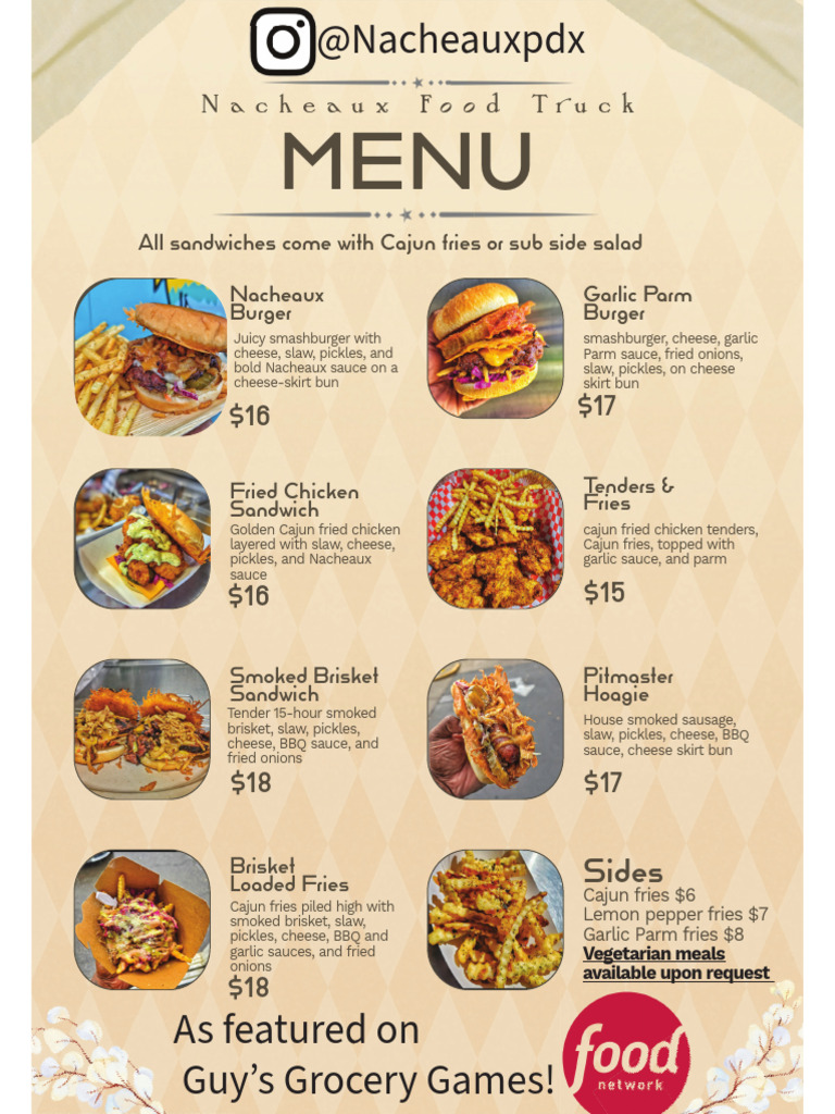 Nacheaux Food Truck Menu | PDF