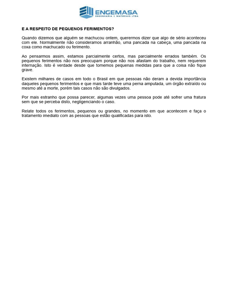 Importância dos Pequenos Ferimentos | PDF